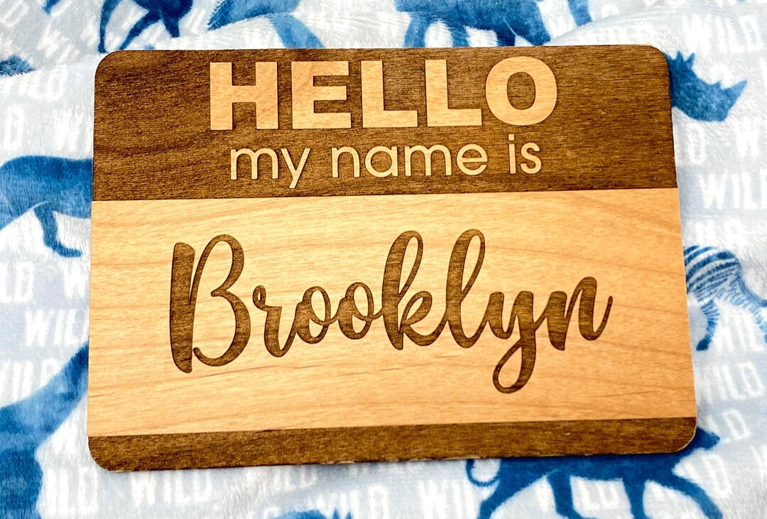 Hello My Name is Birth Announcement ALDER WOOD Baby Name Announcement ...
