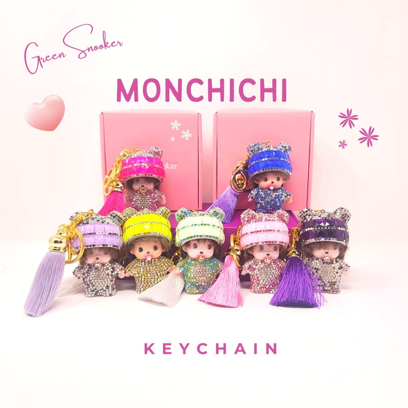 Rhinestone Monchichi Keychain, Pink Tassel Bag Charm - Etsy