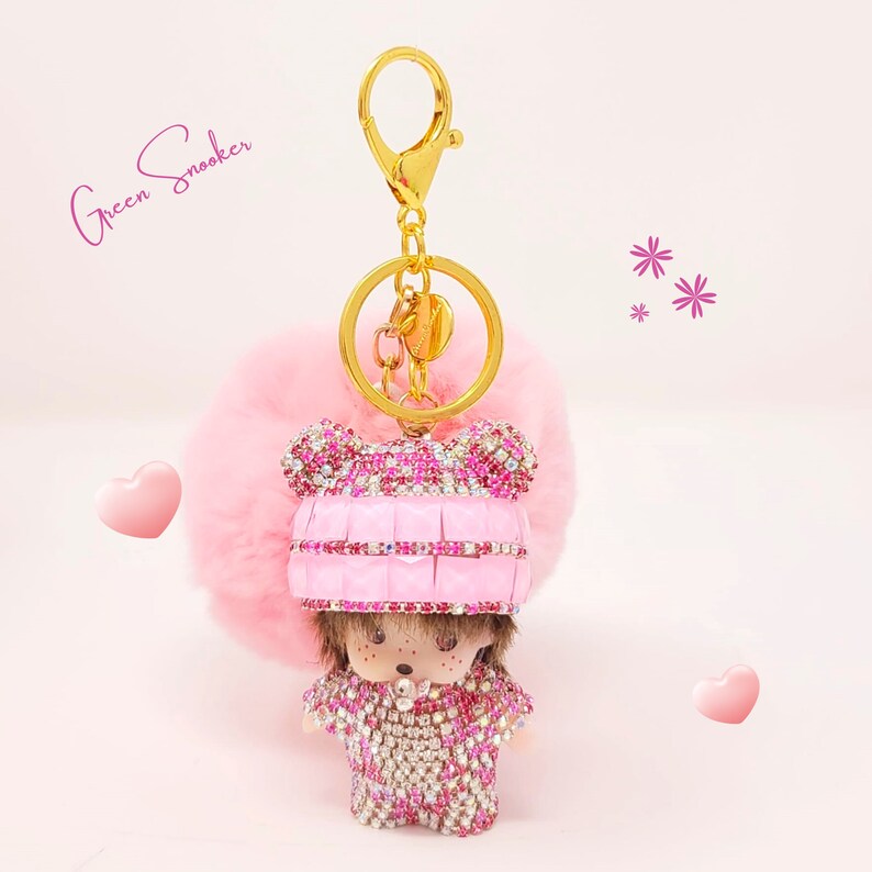 Keychain, Cute Monchichi Fur Ball Pompom. - Etsy