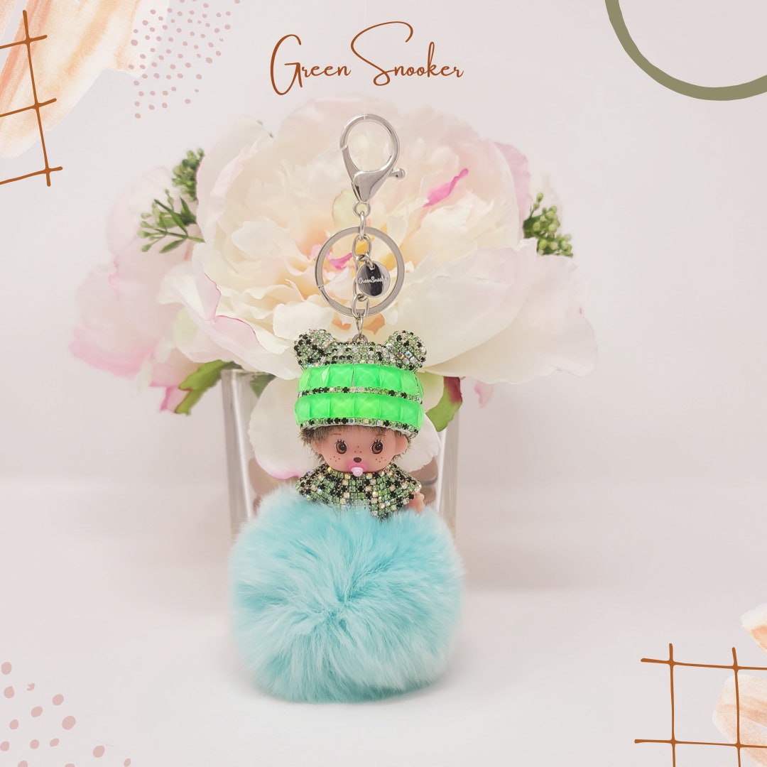 Keychain Cute Monchichi Rabbit Fur Ball Bag Pendant - Etsy