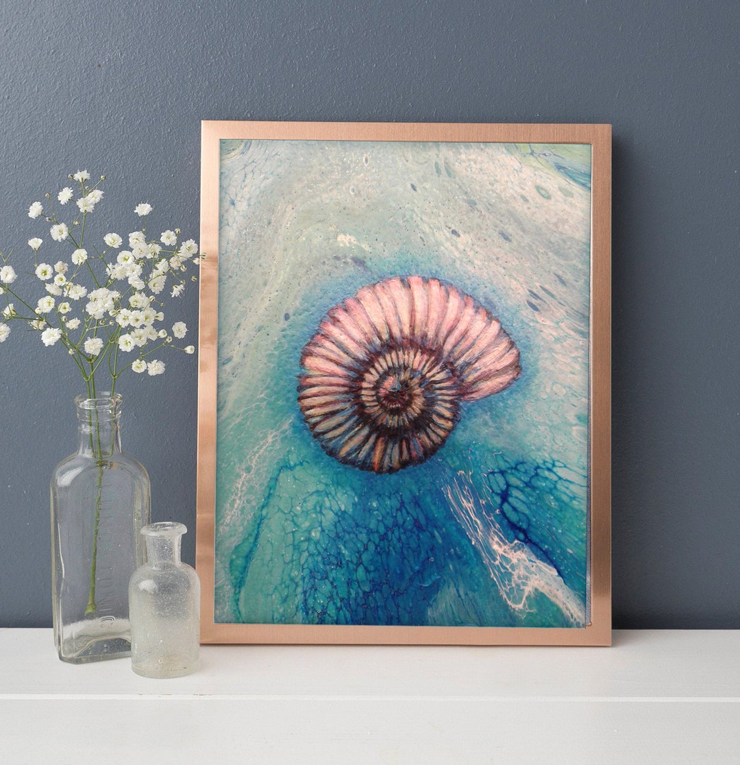 Original Abstract Ocean Painting With Seashell Handmade for Modern and ...