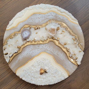 Original Geode Art Painting in Beige & Rose Gold for Modern Luxury ...