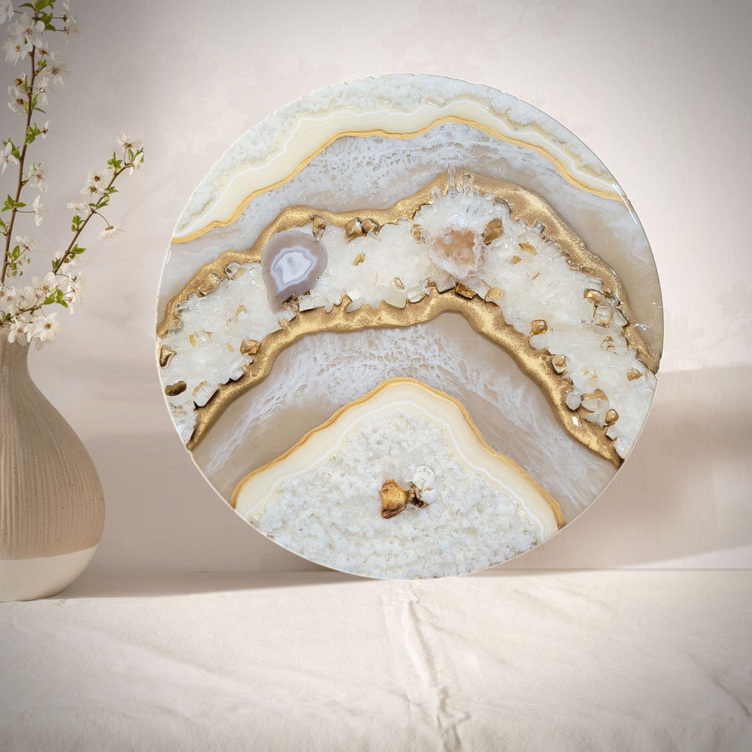 Original Geode Art Painting in Beige & Rose Gold for Modern Luxury ...