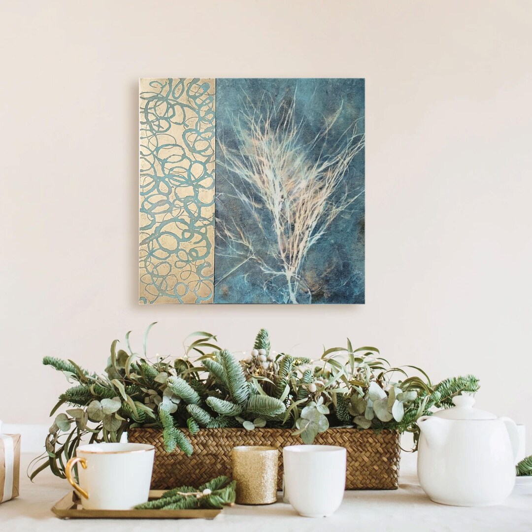 Original Mixed Media Art With Cyanotype and Metal Artwork, Unique ...