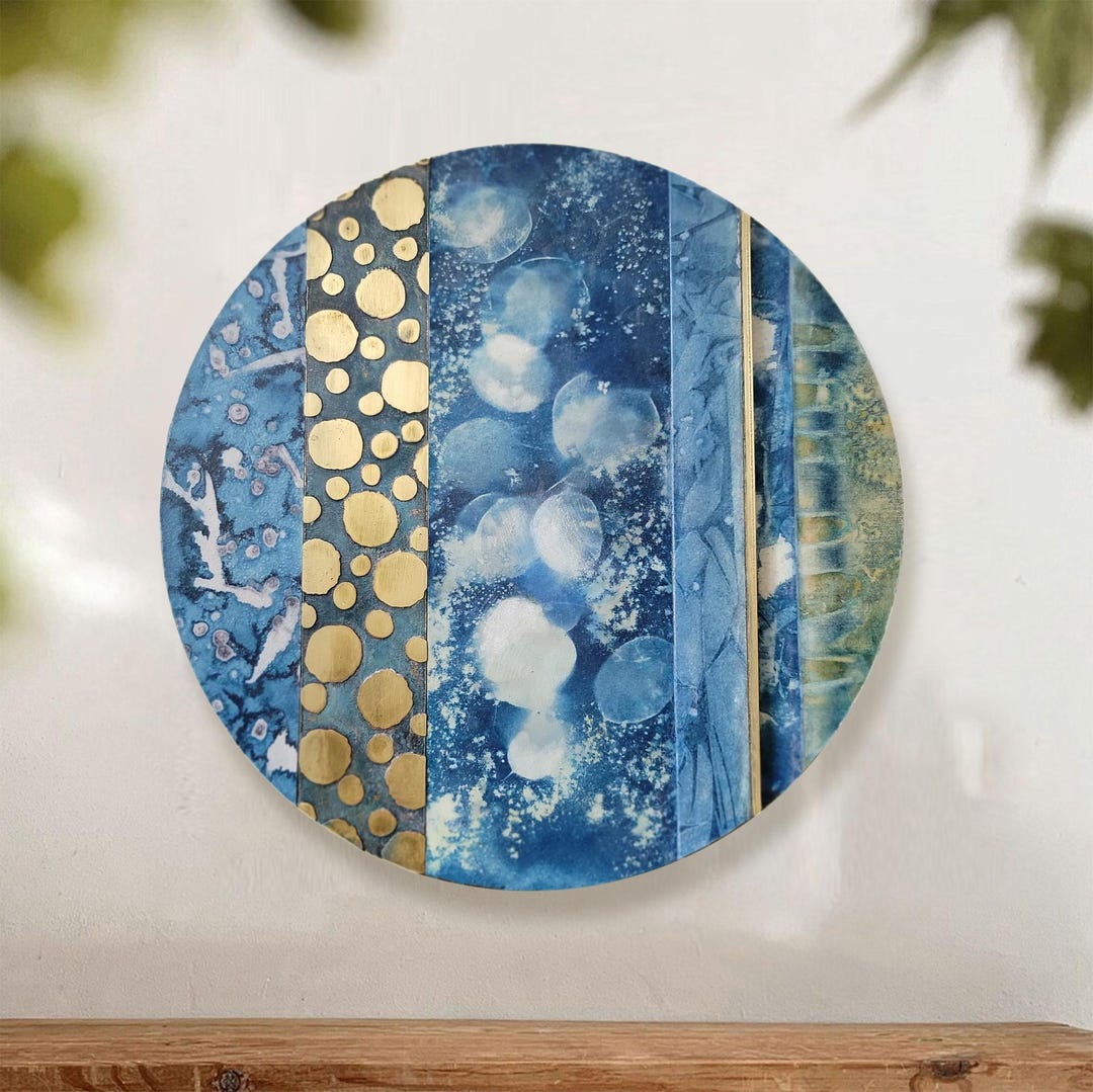 Original Mixed Media Art With Cyanotype and Metal Artwork, Unique ...