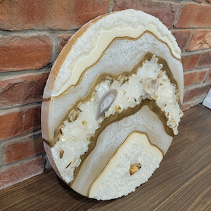 Original Geode Art Painting in Beige & Rose Gold for Modern Luxury ...