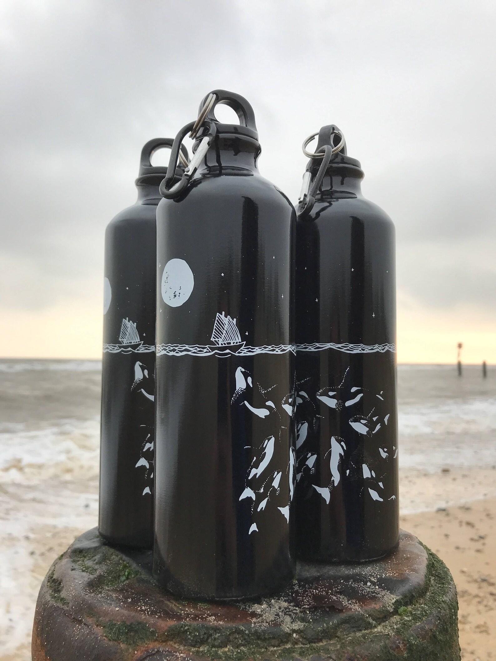 Orca Water Bottle Aluminium Water Flask With Screen Printed Orca Pod ...