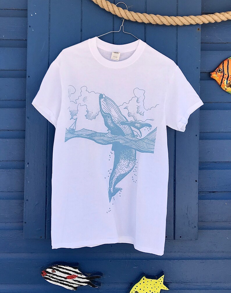 Humpback Whale T-shirt. Cotton Tee Screen Printed Whale - Etsy