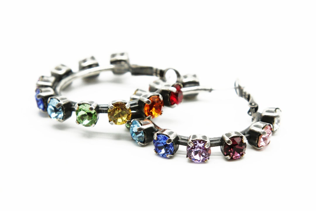 Large Hoop-rainbow Hoops-colorful Statement Hoop Earrings Rainbow Hoop ...