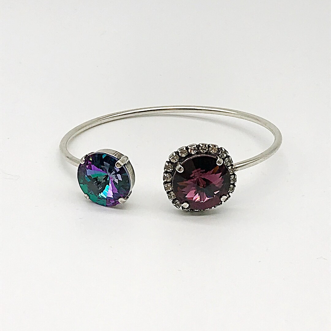 Crystal Bracelet-swarovski Bracelet-open Cuff-everyday Bracelet-silver ...