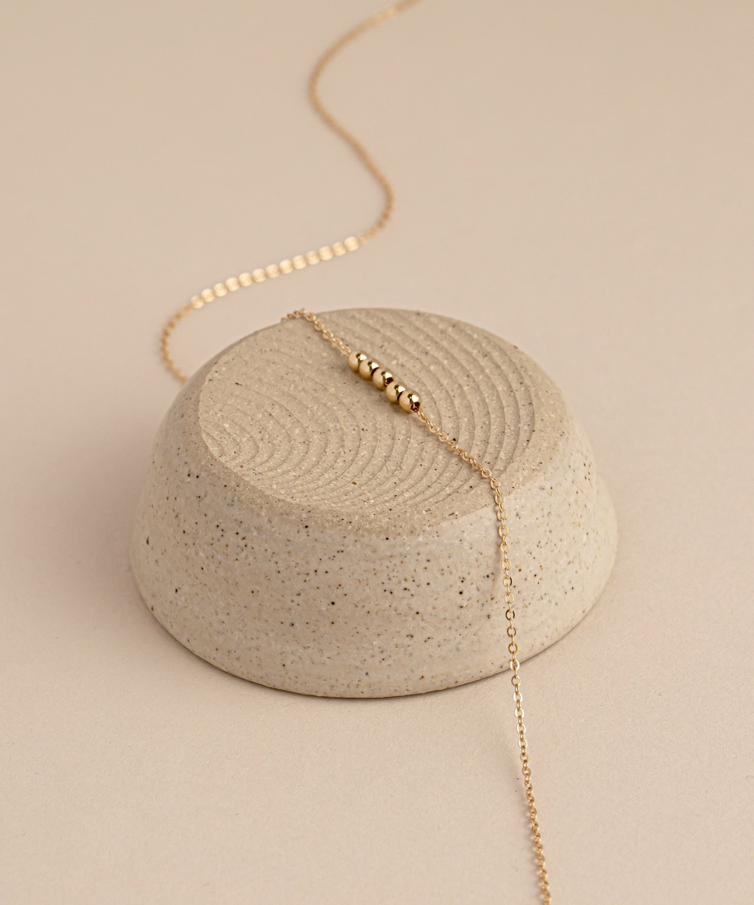 GISELLE Delicate Chain • Gold Bead Necklace • Layering Necklace ...