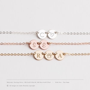 HALLE Initial Discs Necklace • Tiny Disc Necklace • Monogram Necklace • Dainty Necklace ...