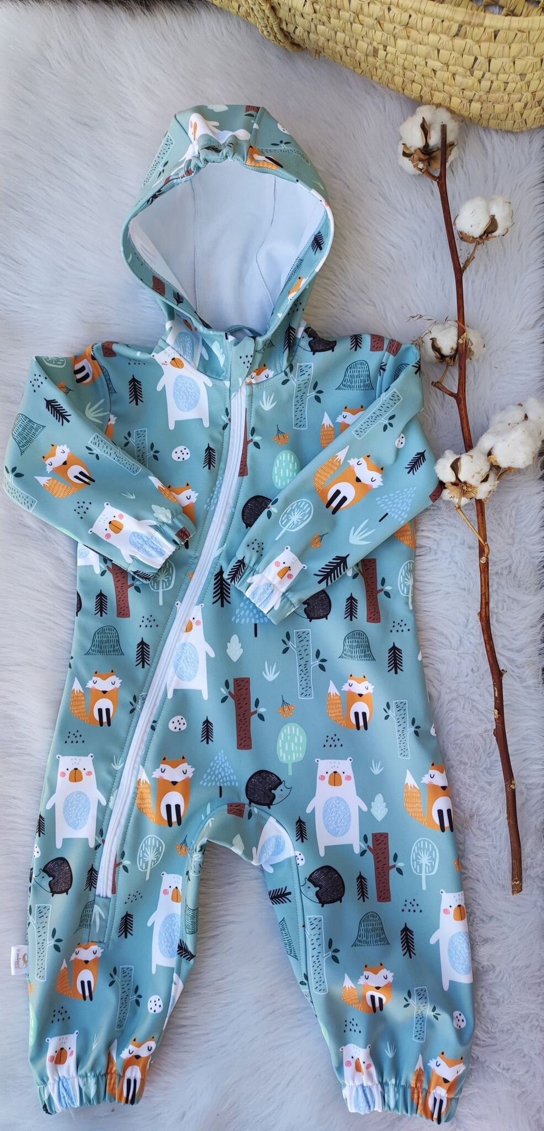 Woodland Softshell Baby Overall, Kids Softshell Suit, Rainsuit, Outdoor ...