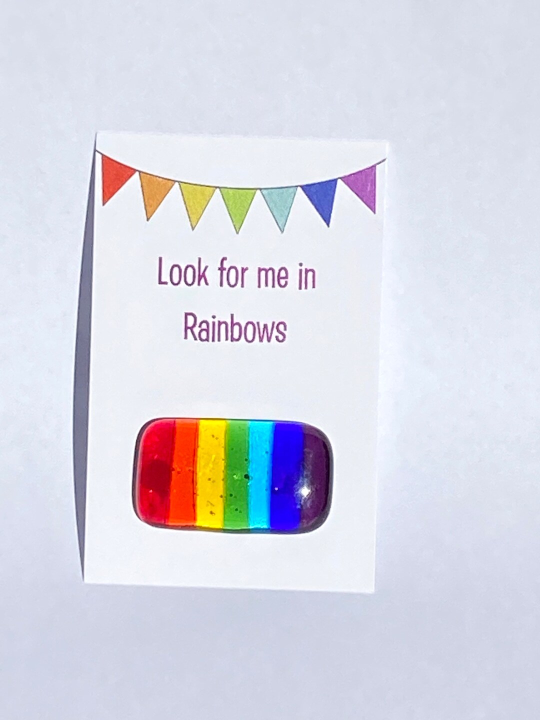 Pocket Hug Rainbow Fused Glass Look for Me in Rainbows / Pocket Token ...