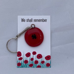 Poppy Fused Glass Keyring / Bag Charm / Glass Poppy Gift / Remembrance ...