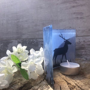 Moonlight Stag and Rabbit Freestanding Sun Catcher ,candle Screen ...