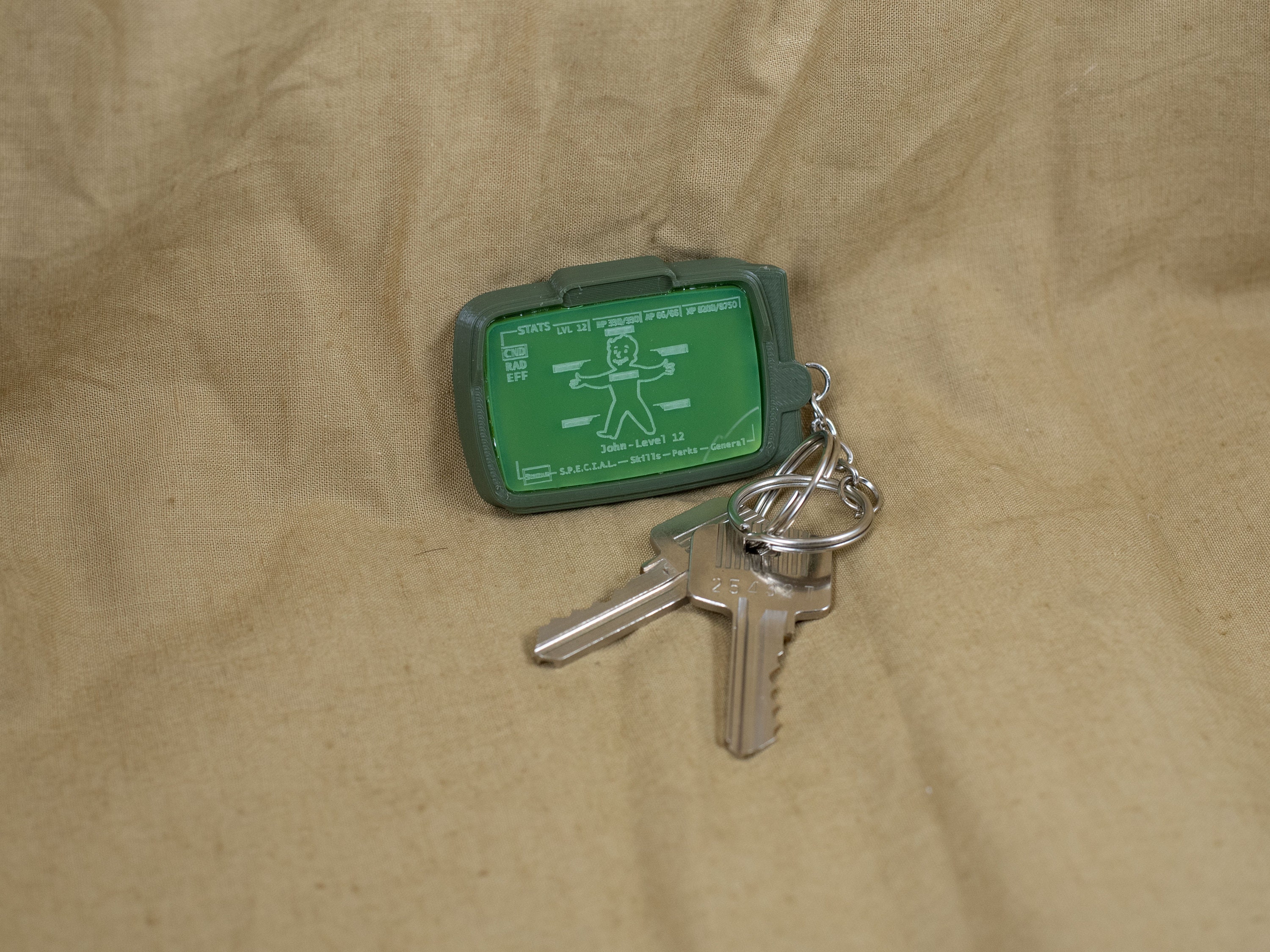 Fallout Stat Screen Keychain: Custom Engraved Acrylic Pip-boy Charm - Etsy