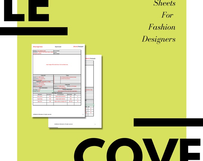 Complete Tech Pack Excel Template for Apparel Industry Fashion ...