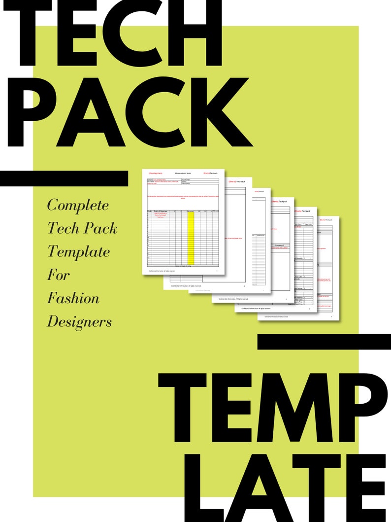 Complete Tech Pack Excel Template for Apparel Industry Fashion ...