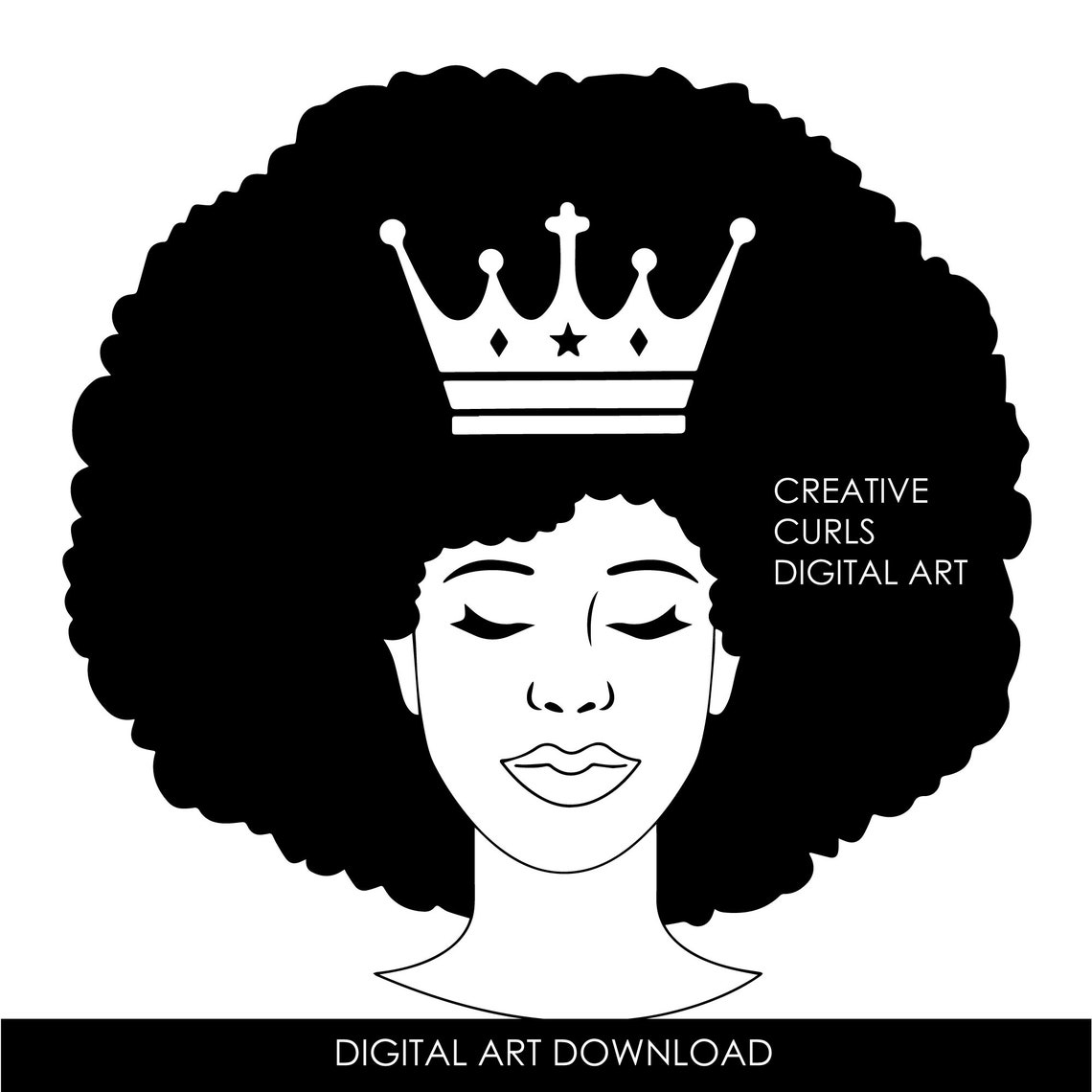 Afro Crown Black and White Black Queen SVG Black Woman SVG | Etsy