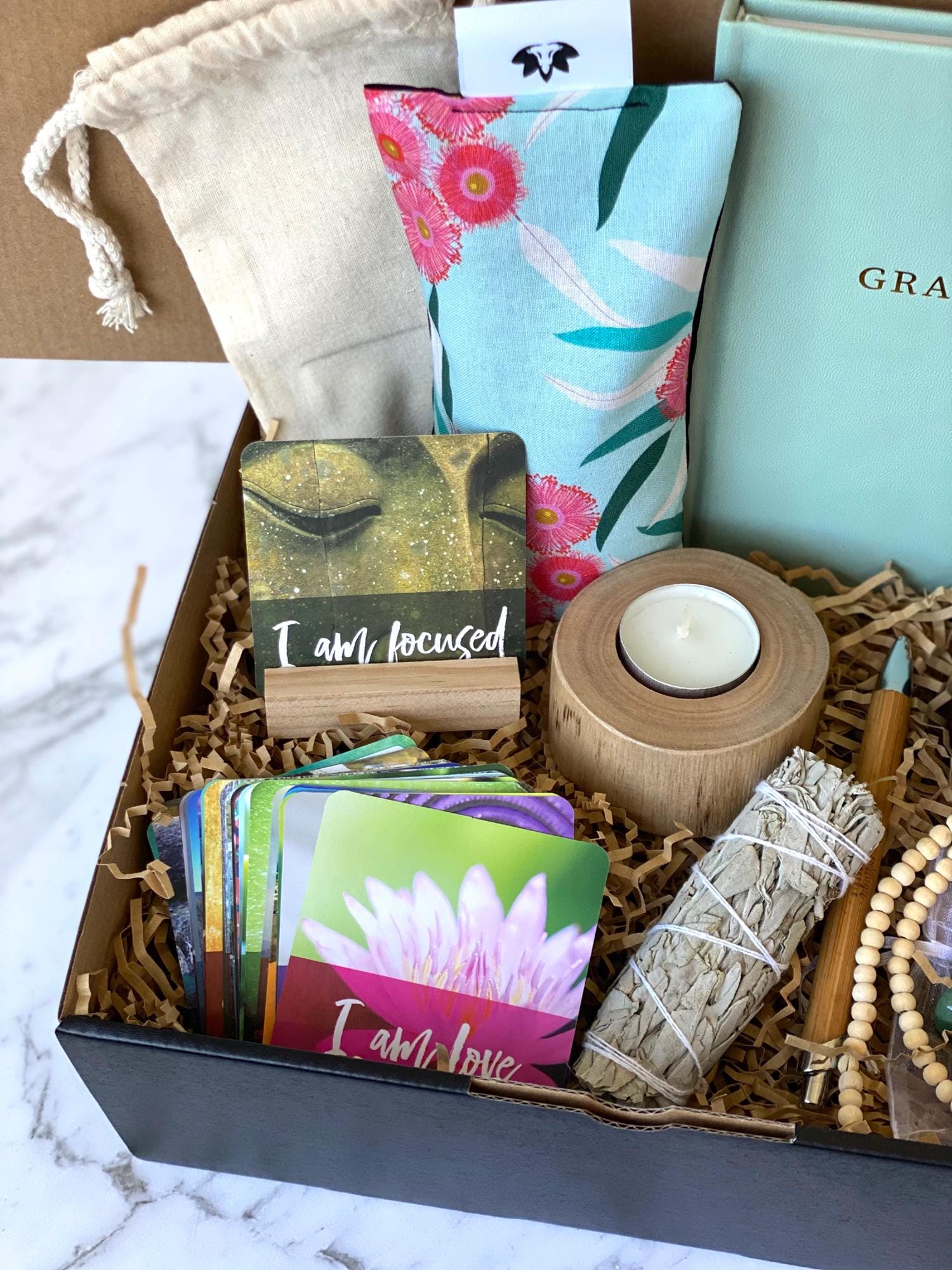 Meditation Gift Box | Self Care Hamper With Journal, Tea & Sage - Etsy