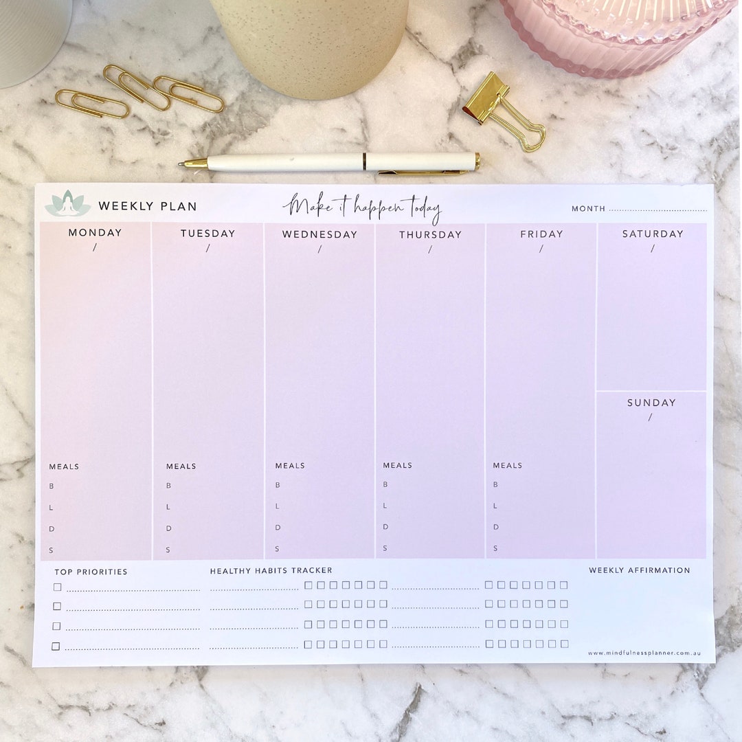 Desktop Weekly Planner Notepad 210x297mm A4 - 50 Undated Tear-off Pages ...