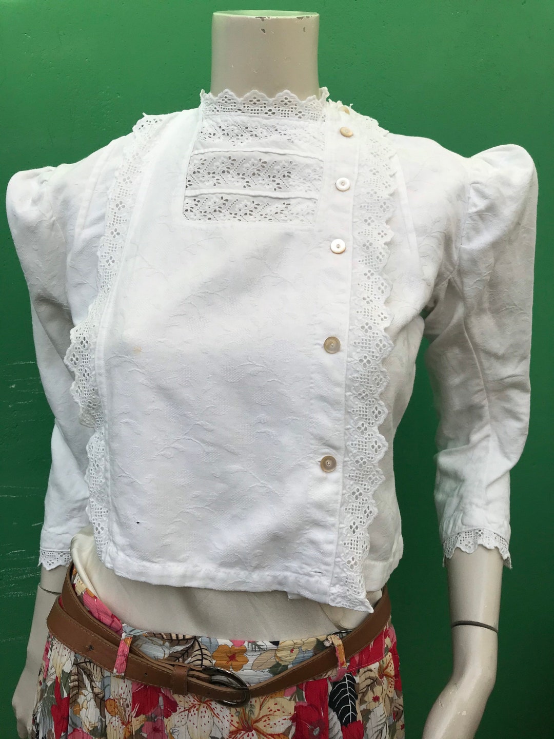 A/1 BOLERO STYLE 20s UPCYCLING| Tailoring Canvas Bolero | White ...