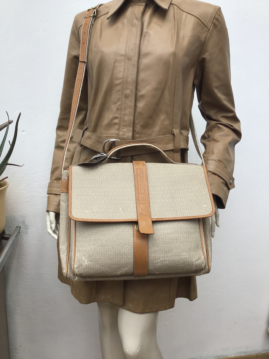 A/1 FENDI VINTAGE BRIEFCASE| Monogram Unisex Briefcase Fendi | Rare ...