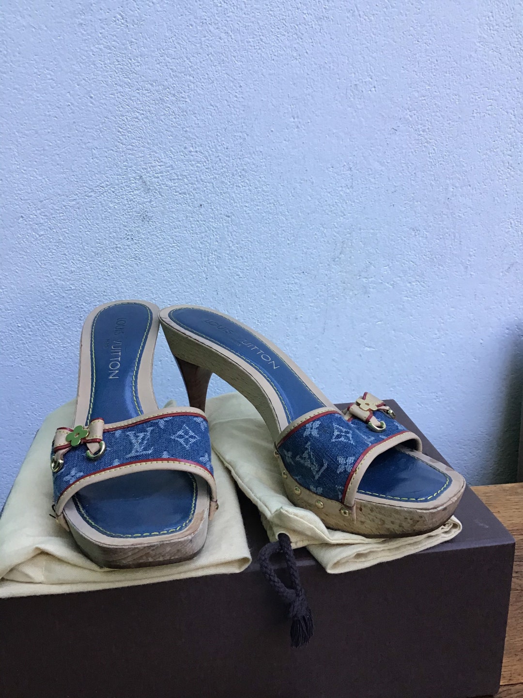 LOUIS VUITTON Vintage Louis Vuitton Clogs| Denin Monogram Louis Vuitton ...