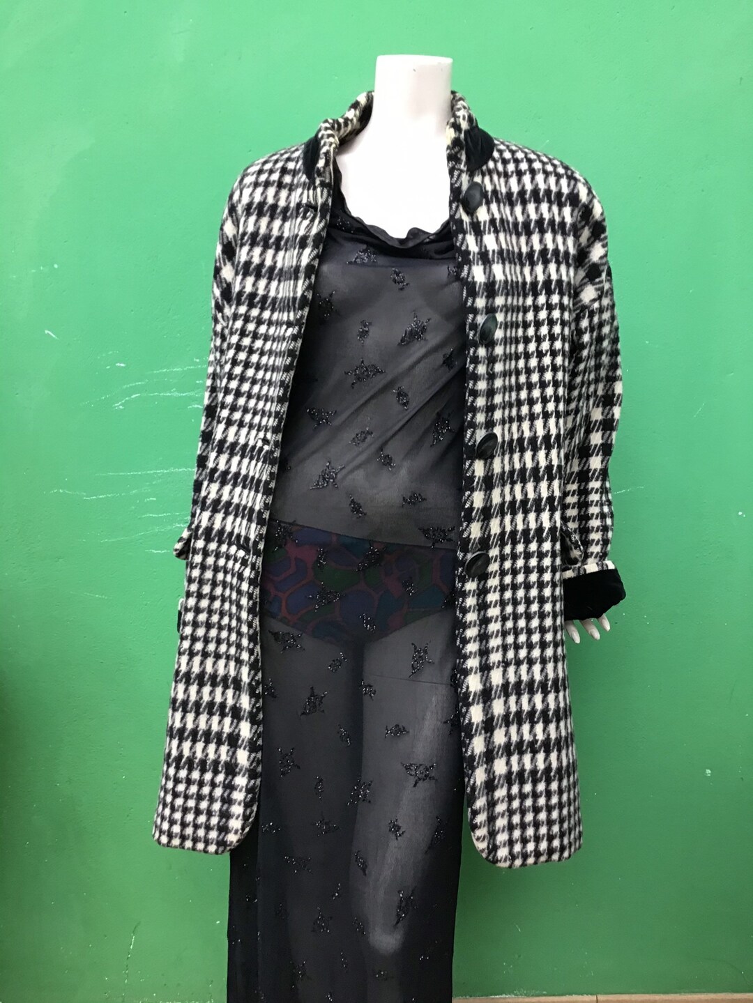 Houndstooth WOOL COAT | Vintage Pied De Poule Wool Coat | Vintage ...