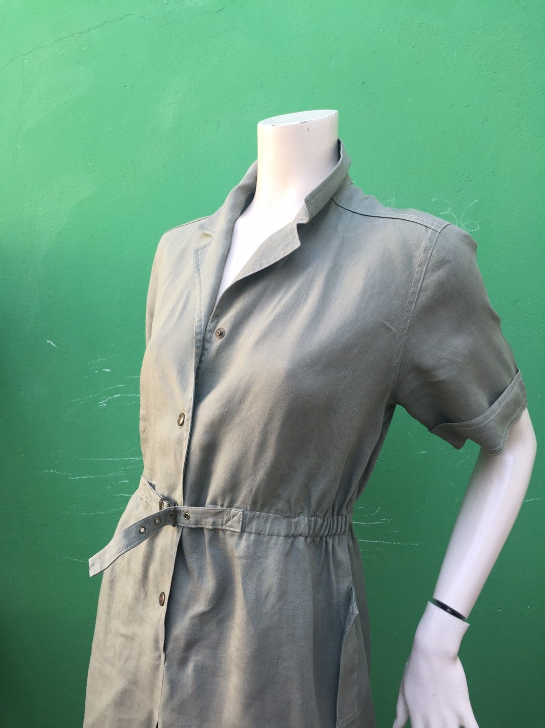 LUXURY LINEN DRESS | 90s Safari Linen Dress | Vintage Linen Dress ...