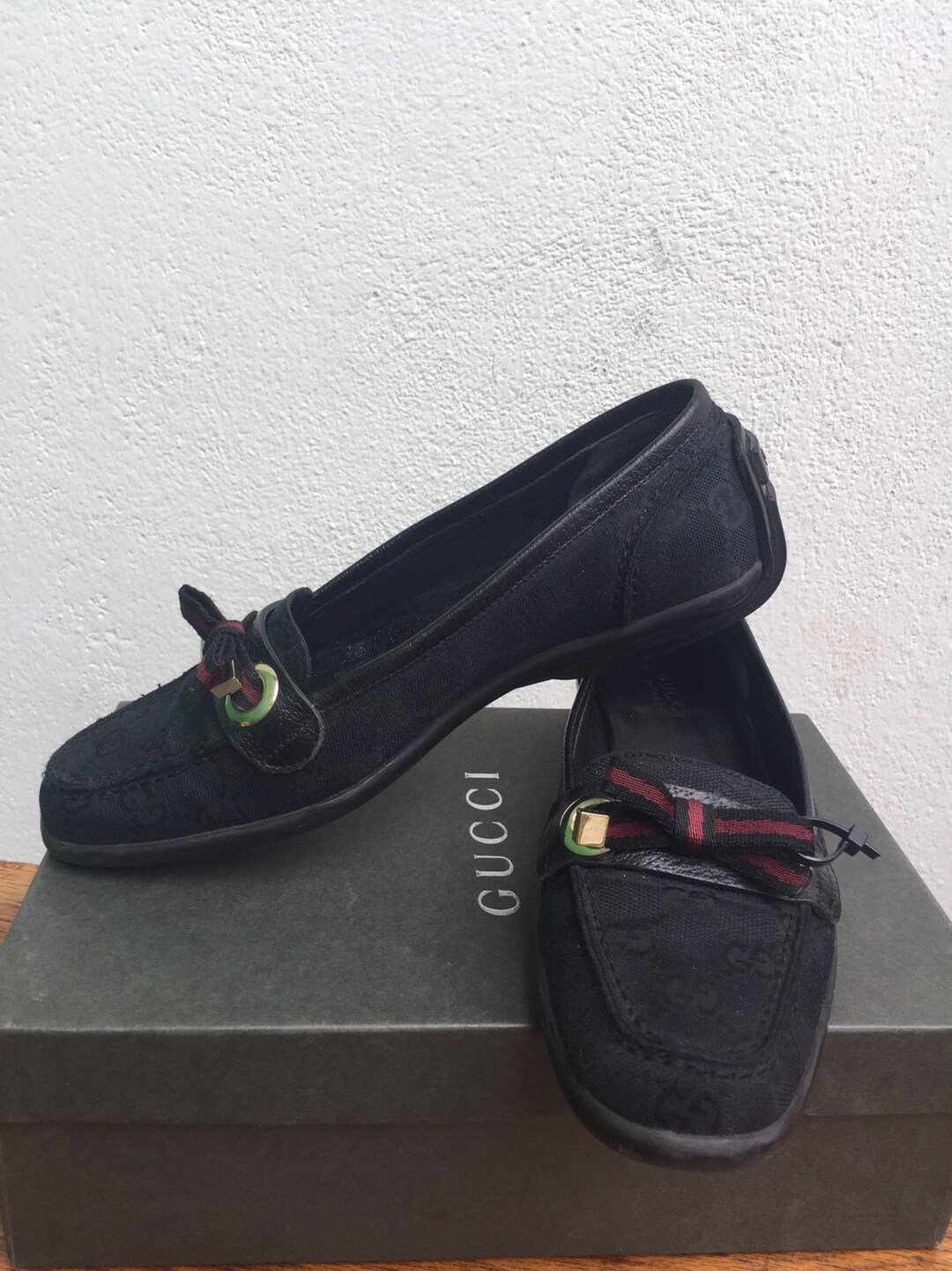 GUCCI BLACK MONOGRAM Loafers| Vintage Gucci Loafers| Fashion Black ...