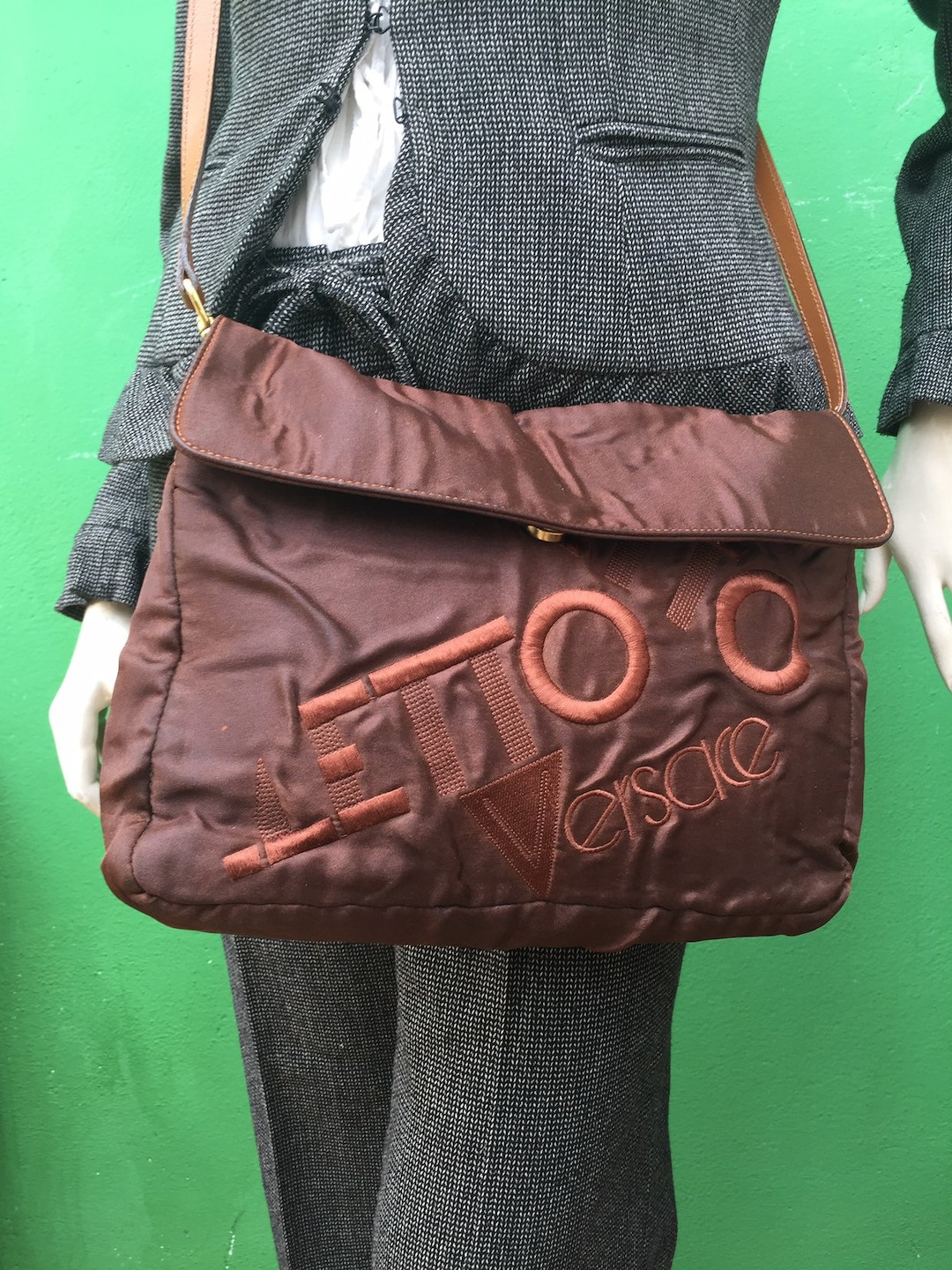 VERSACE-EMBROIDERY Pouchembroidered Nylon Bag Versace - Etsy