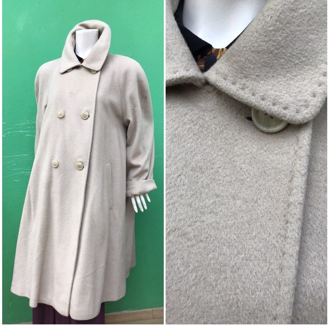 VINTAGE DOUBLE BREASTED Coat Wool Angora Coat Oversize Virgin Wool Wool ...