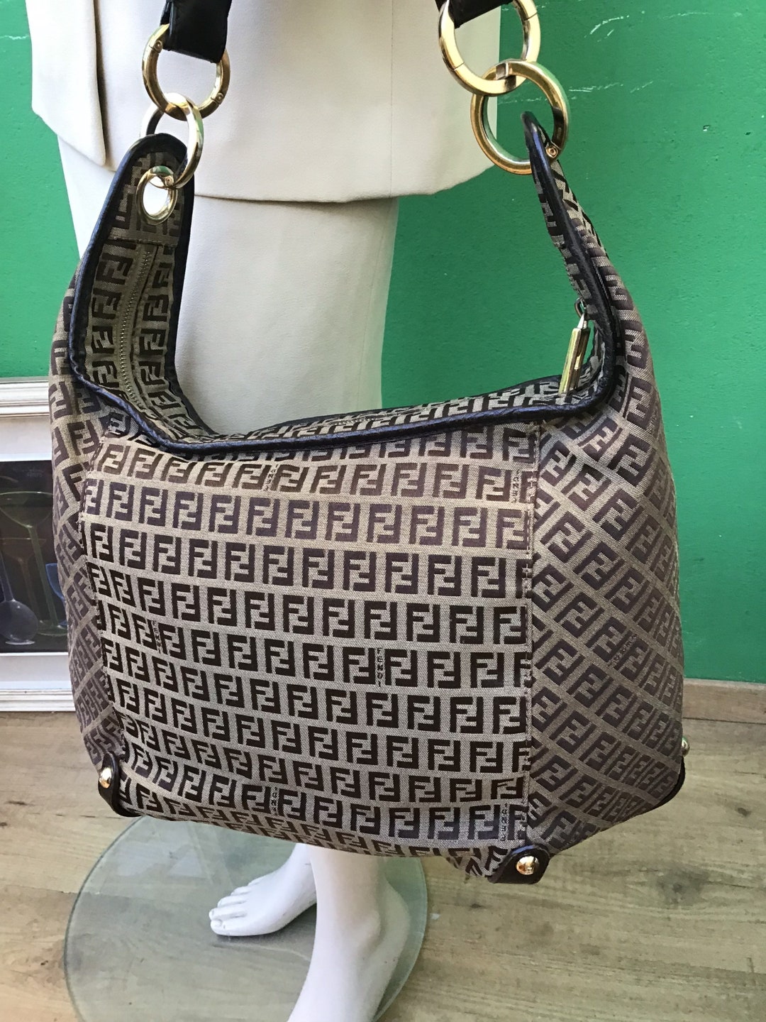 FENDI MONOGRAM SHOULDERBAG Fashion Vintage Canvas Shoulderbag Fendi ...