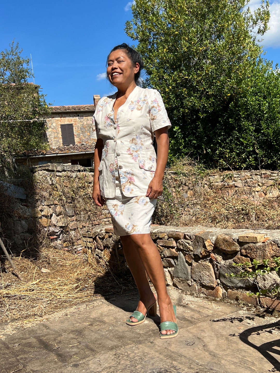 A/1 LINEN FLORAL SUIT |90s Vintage Set|fashion Vintage Set |women ...