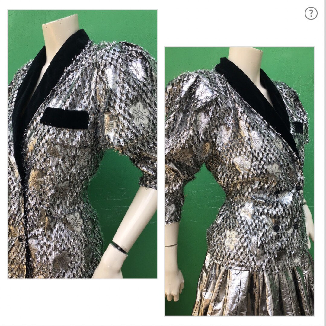 SILVER VINTAGE BLAZER | 80s Vintage Blazer | Black and Silver Jacket ...