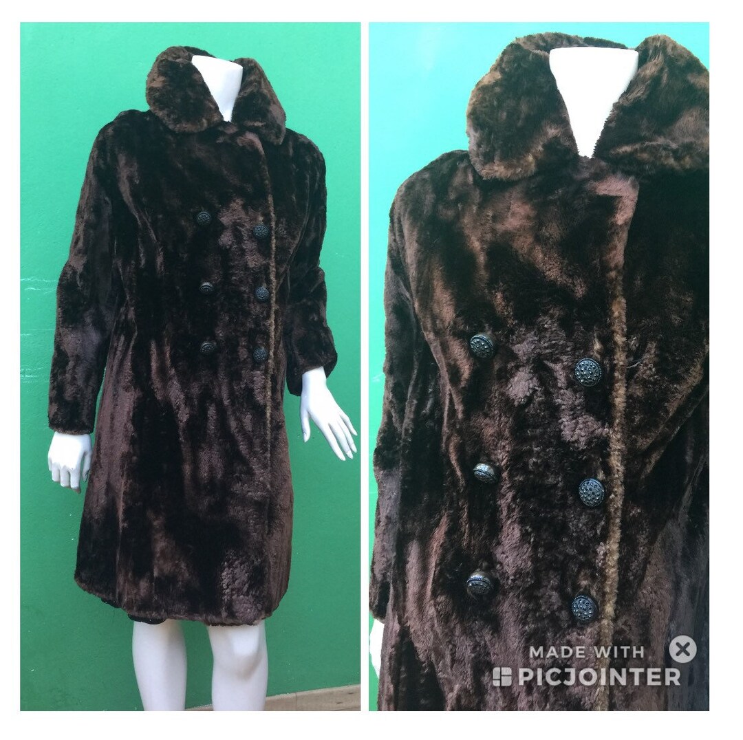 VINTAGE BROWN FUR Coat Vintage Brown Fur Coat Double - Etsy
