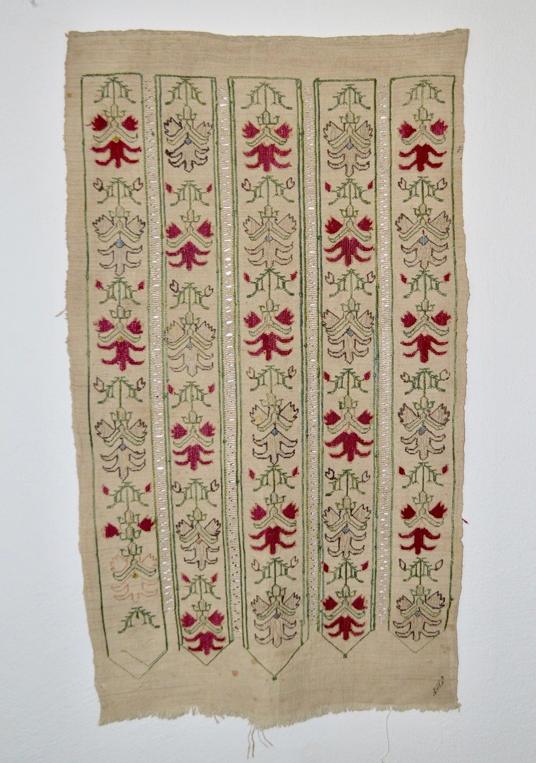 Antique Embroided Panel - Etsy