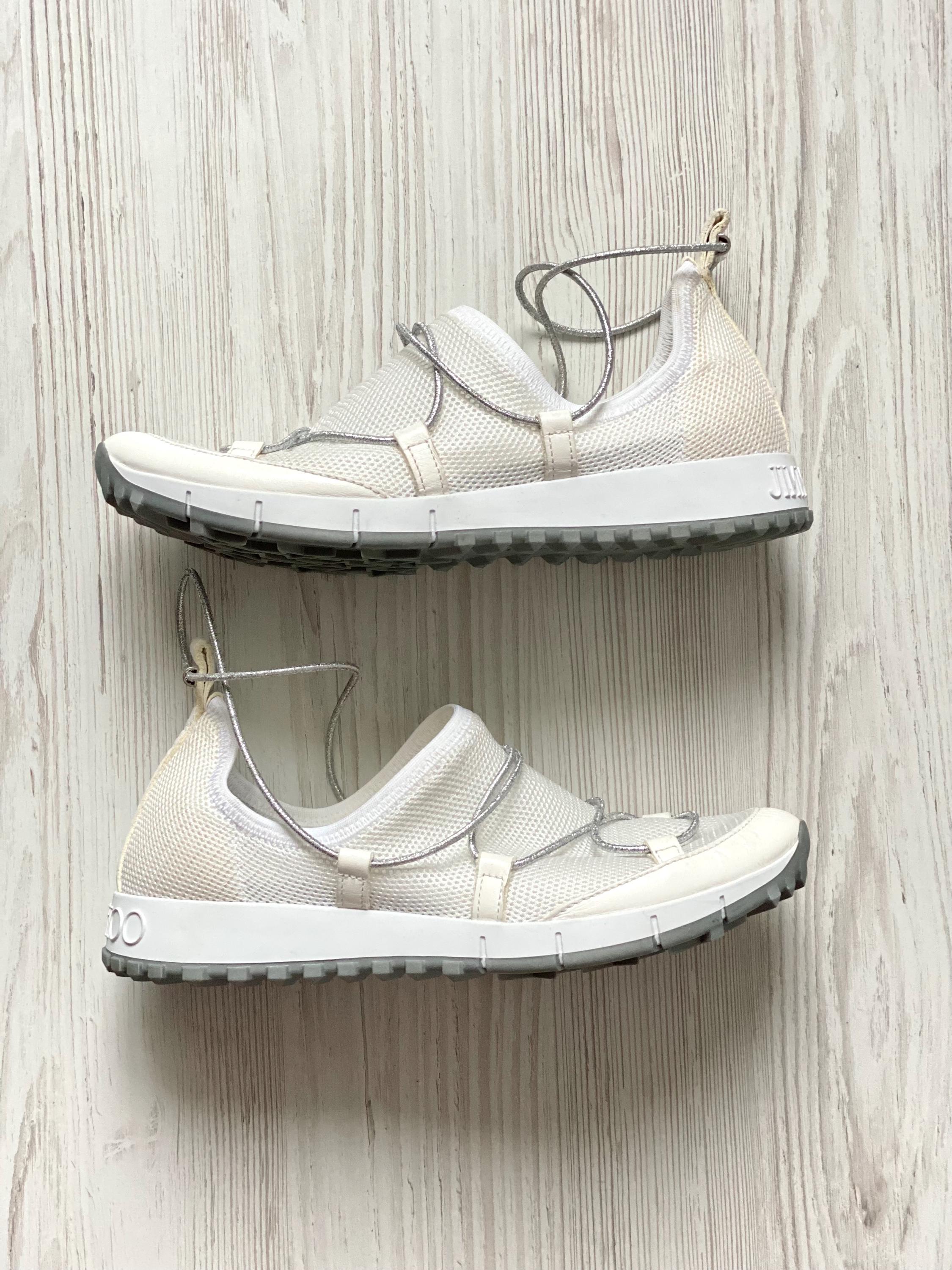 Jimmy Choo London Andrea White Mesh Elastic Lace Sneakers Genuine ...