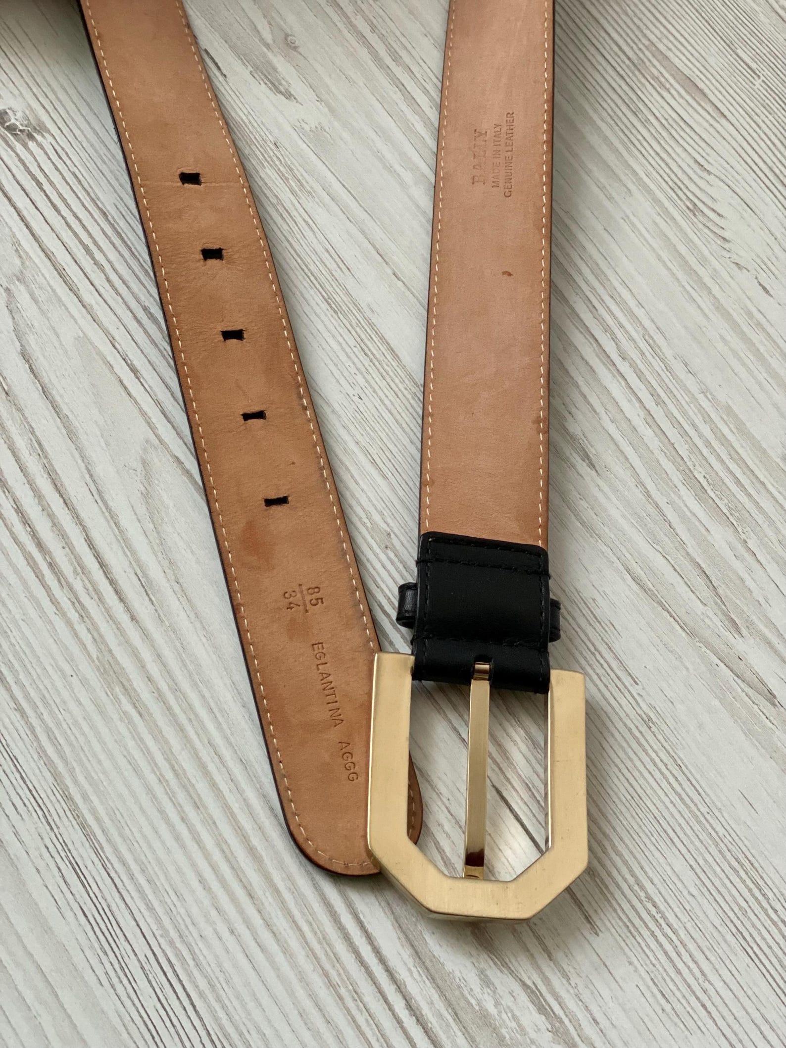 BALLY Classic Belt Genuine Leather Black Color Woman Unisex Man Size 85 ...