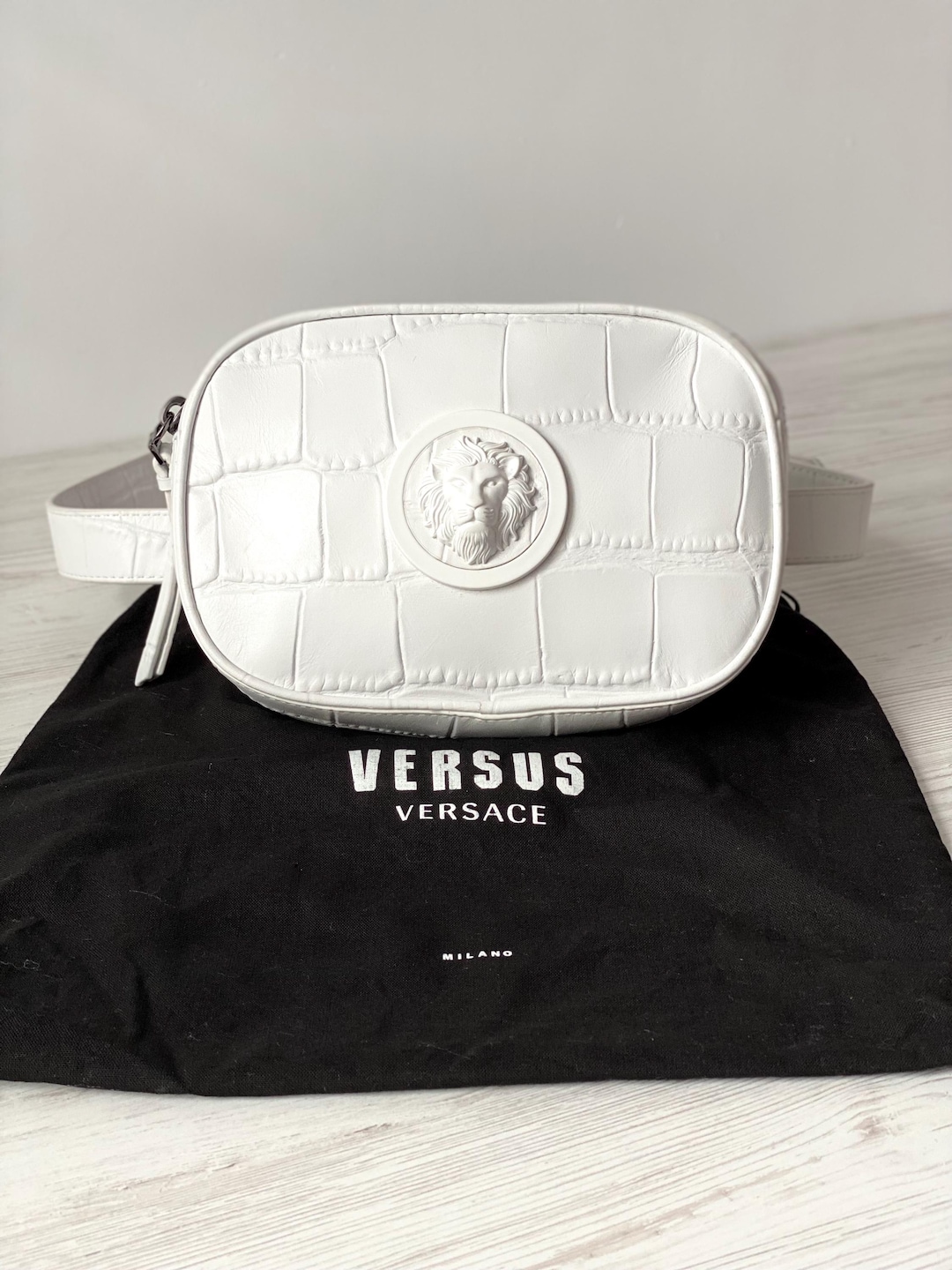 Gianni Versace Milano Versus Belt Bag Genuine Leather Italy Croc Print ...