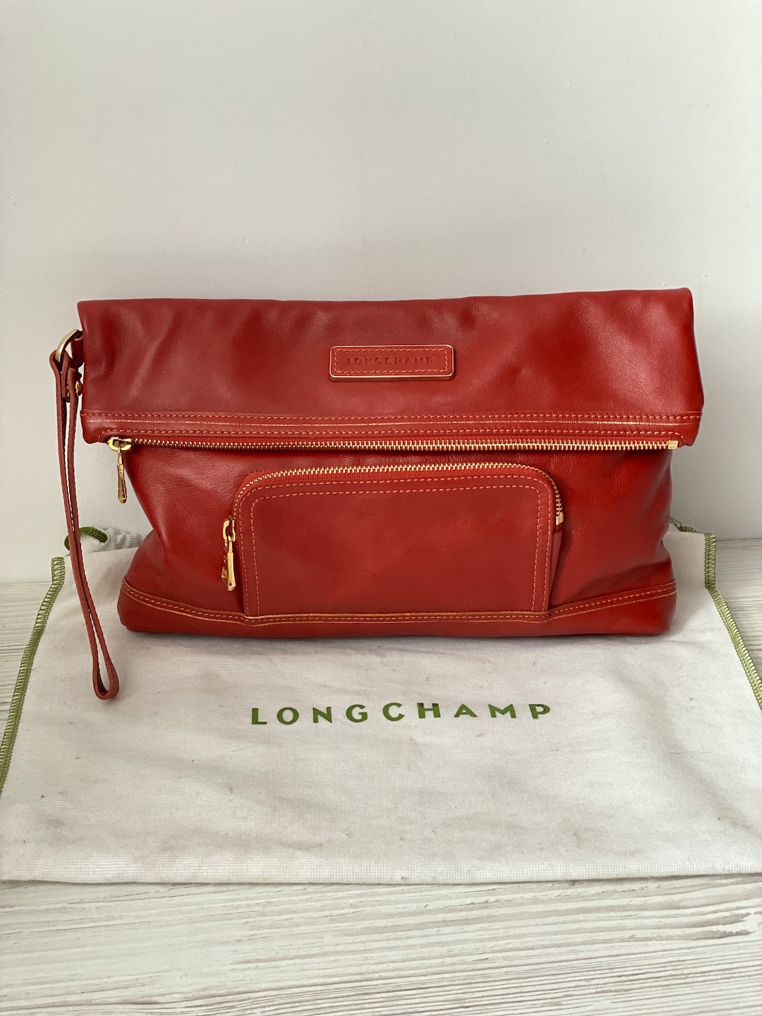 Longchamp Paris Clutch Bag Genuine Leather Vintage Pouch France - Etsy