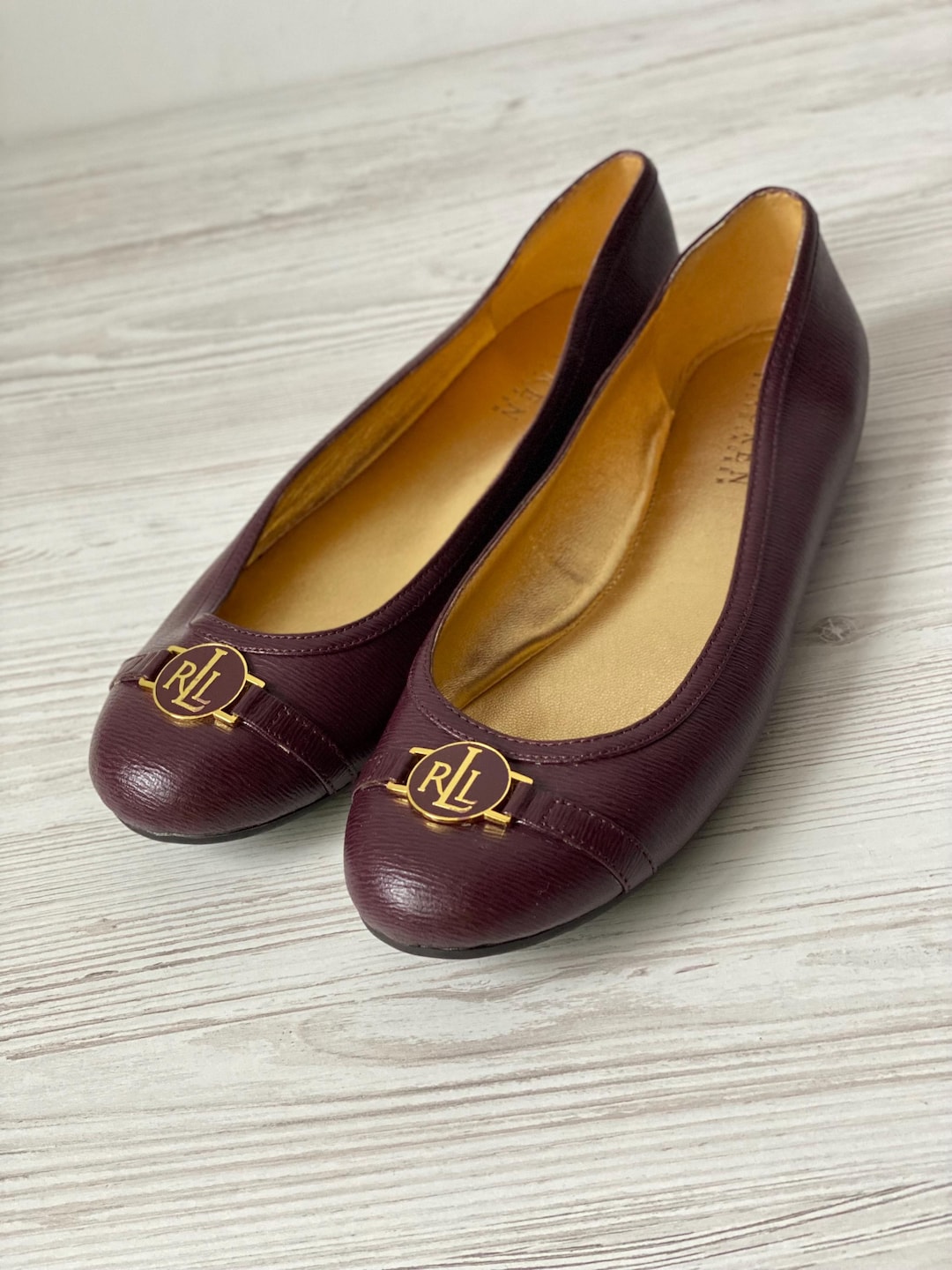 RLL Ralph Lauren Ballet Flats Genuine Leather Woman Shoes EU 37 Size US ...