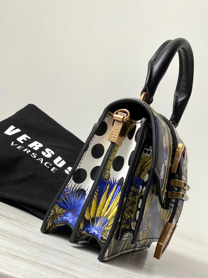 Gianni Versace Versus Heritage Border Print Iconic Buckle Satchel Mini ...