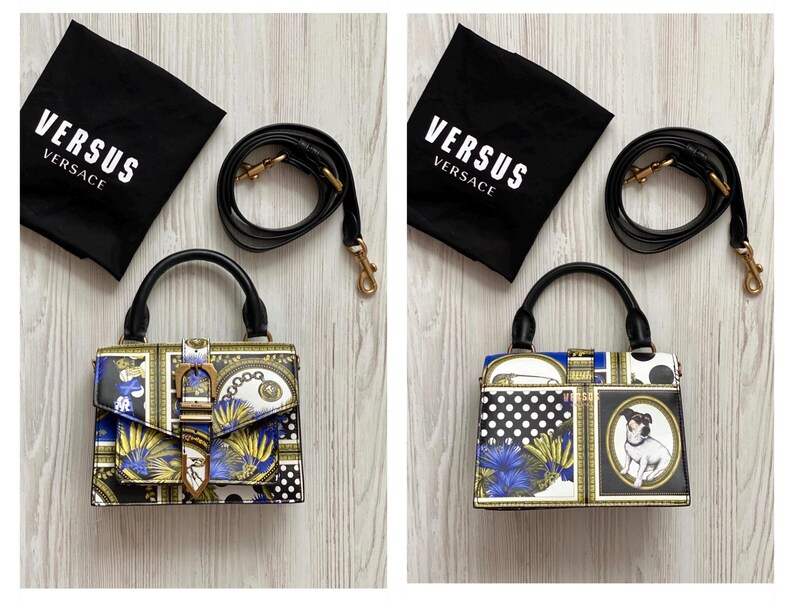Gianni Versace Versus Heritage Border Print Iconic Buckle Satchel Mini ...