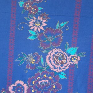 Navy Floral Border Print Fabric - Etsy