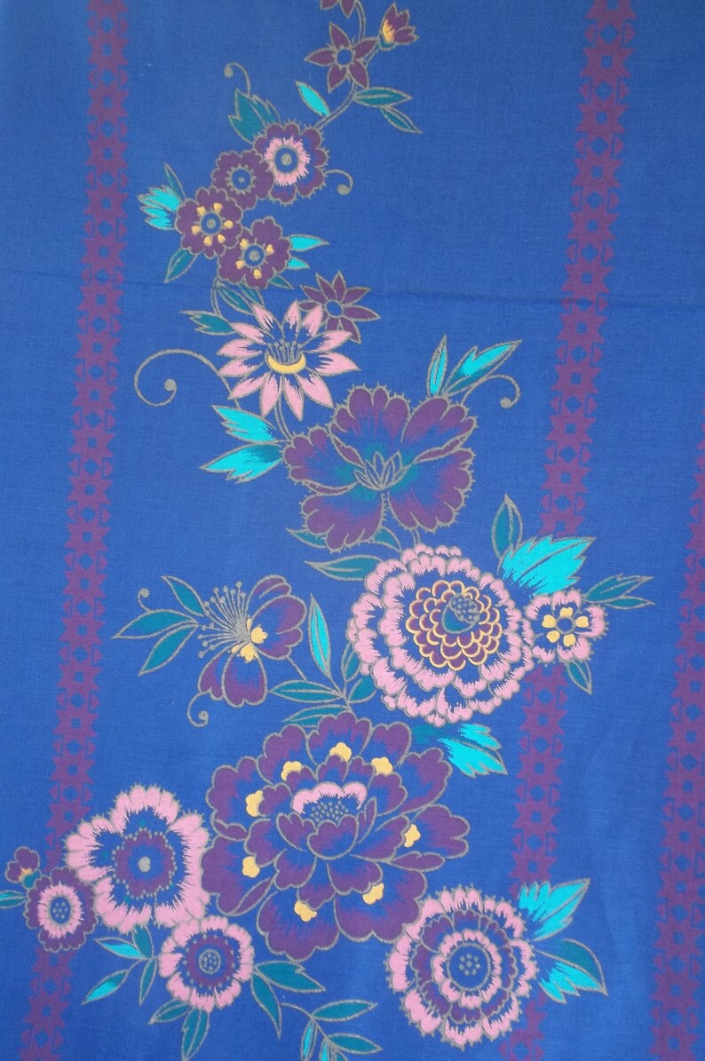 Navy Floral Border Print Fabric - Etsy