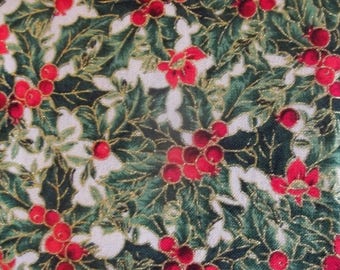 Holly Print Fabric | Etsy