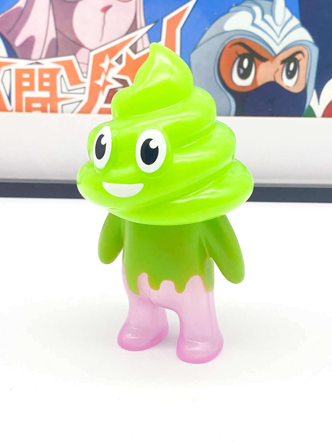 Unchi-kun Sofubi 6 Squeaky Doll Poop Man Soft Vinyl green/pink - Etsy